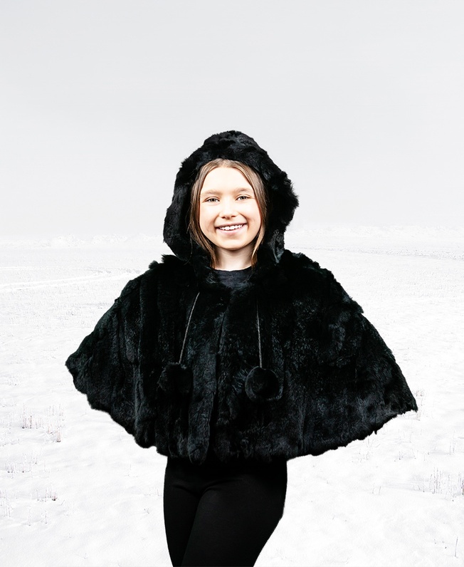 REX CAPE WITH FOX TRIMMED HOOD | Koslow's North Dallas Furs