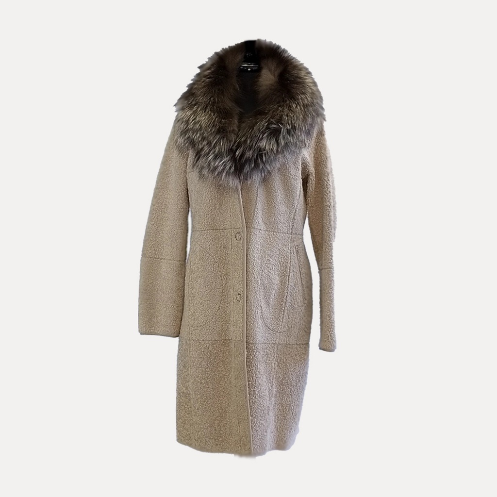 Merino Shearling W/ Silver Fox Detachable Collar | Koslow's North ...