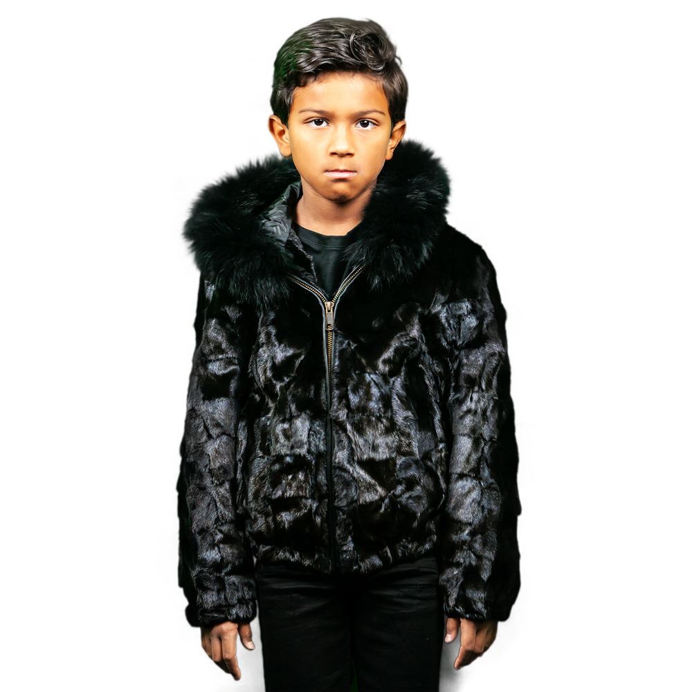 DIAMOND MINK JKT.W/FOX TRIMMED HOOD | Koslow's North Dallas Furs