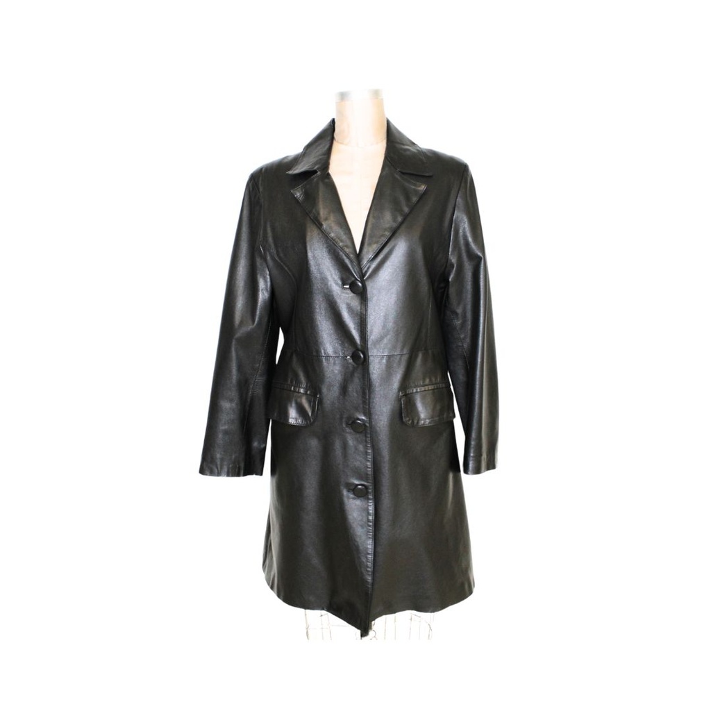 Black nappa lamb leather coat | Koslow's North Dallas Furs